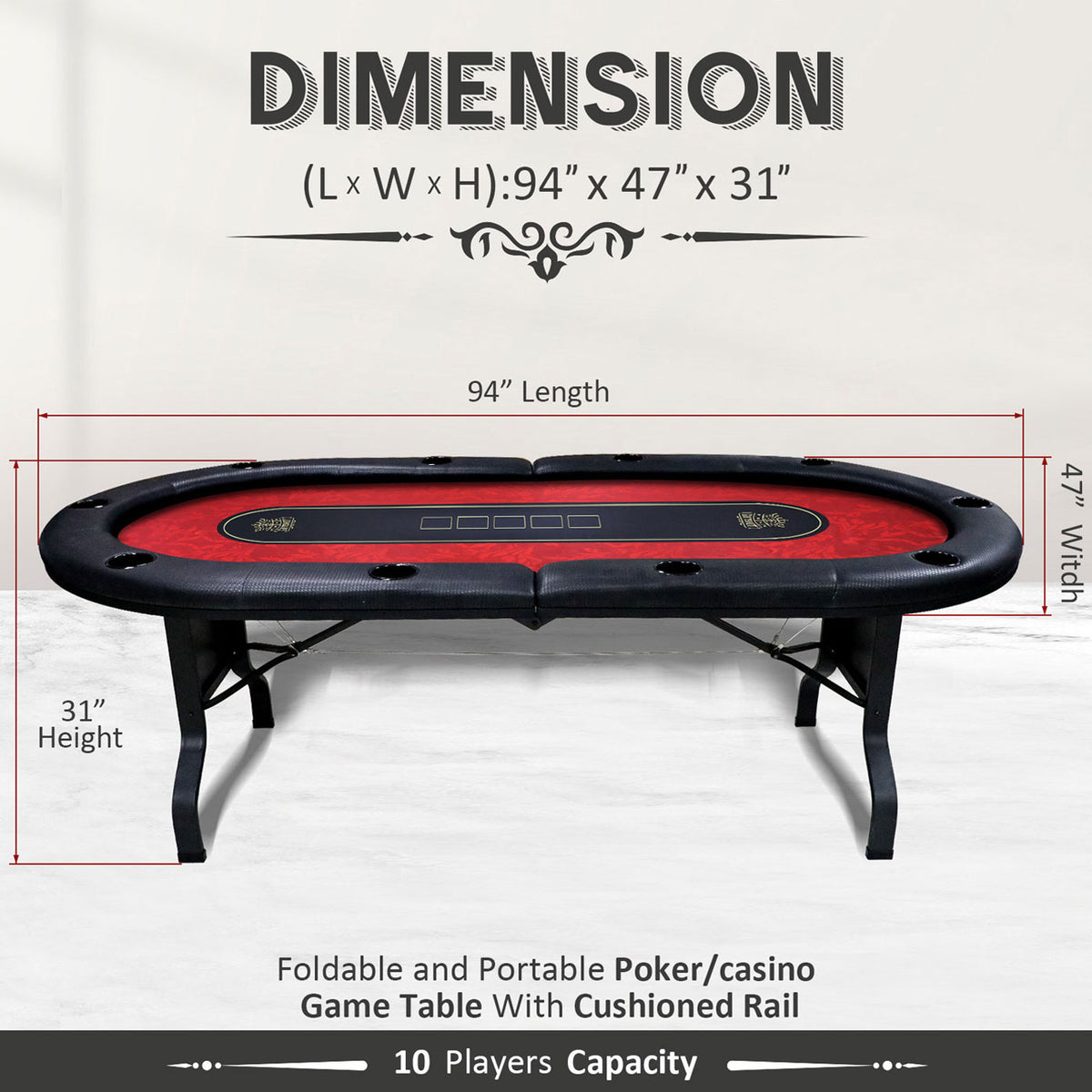 Folding Poker Table for 10 Players - Get Your Game Night On – Gutshot ...